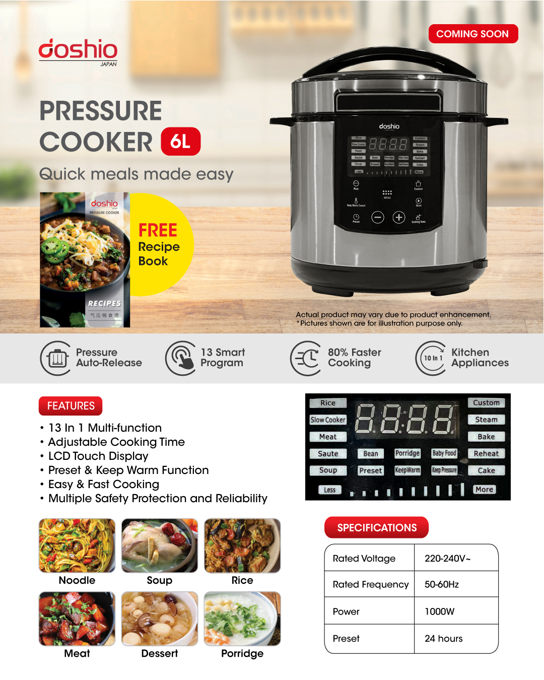Doshio Smart Pressure Cooker 6.0L - Doshio